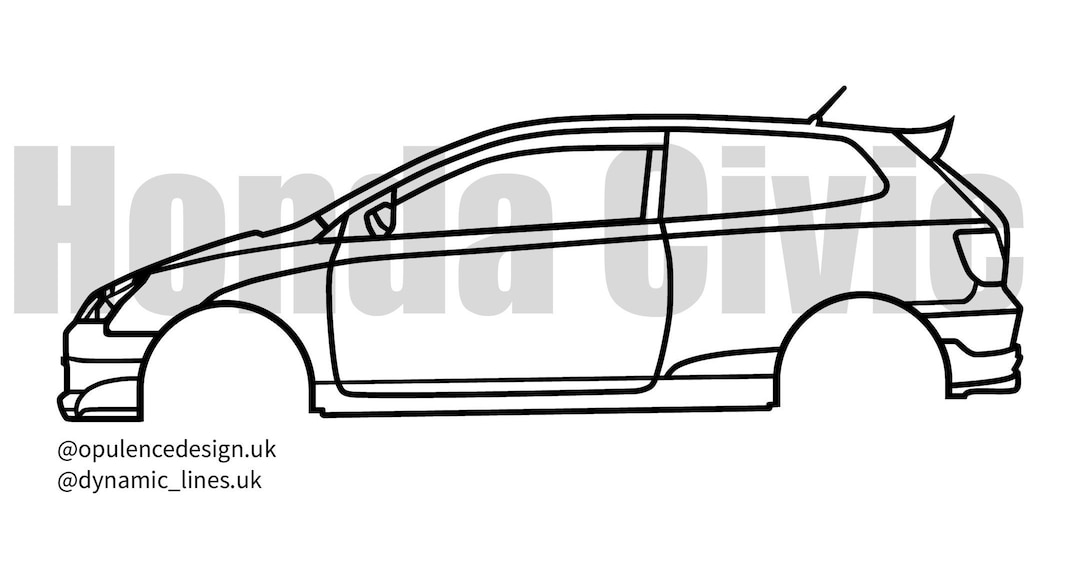 Honda Civic Silhouette Wall Art Automotive Car Van - Etsy