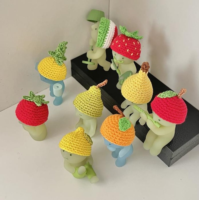 Smiski Fruit Hat Crochet Pattern Banana Apple Pear Orange Lemon ...