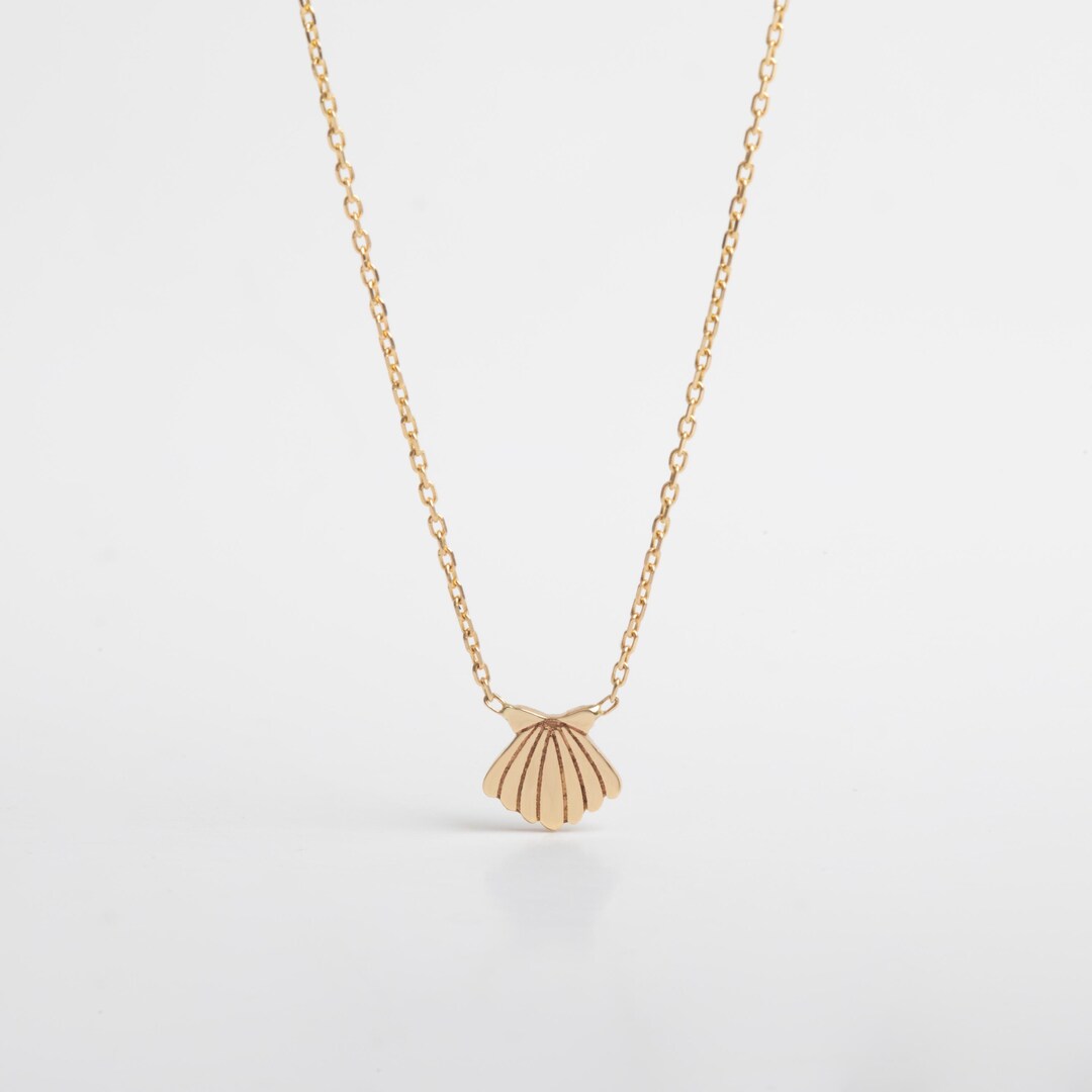 14K & 18K Solid Gold Seashell Necklace – Dainty Beach Charm Pendant in ...