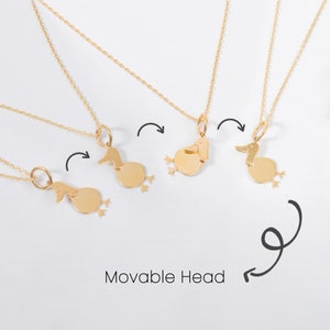 Mini Duck Pendant Necklace - Moving Head Charm in 14k/18k Solid Gold ...