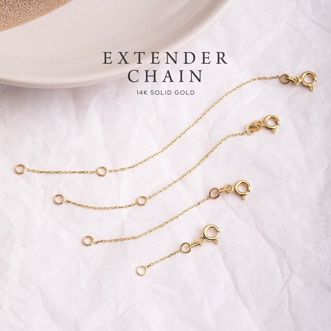 14K 18K Solid Gold Extender Gold Chain • Bracelet - Necklace Adjustable ...