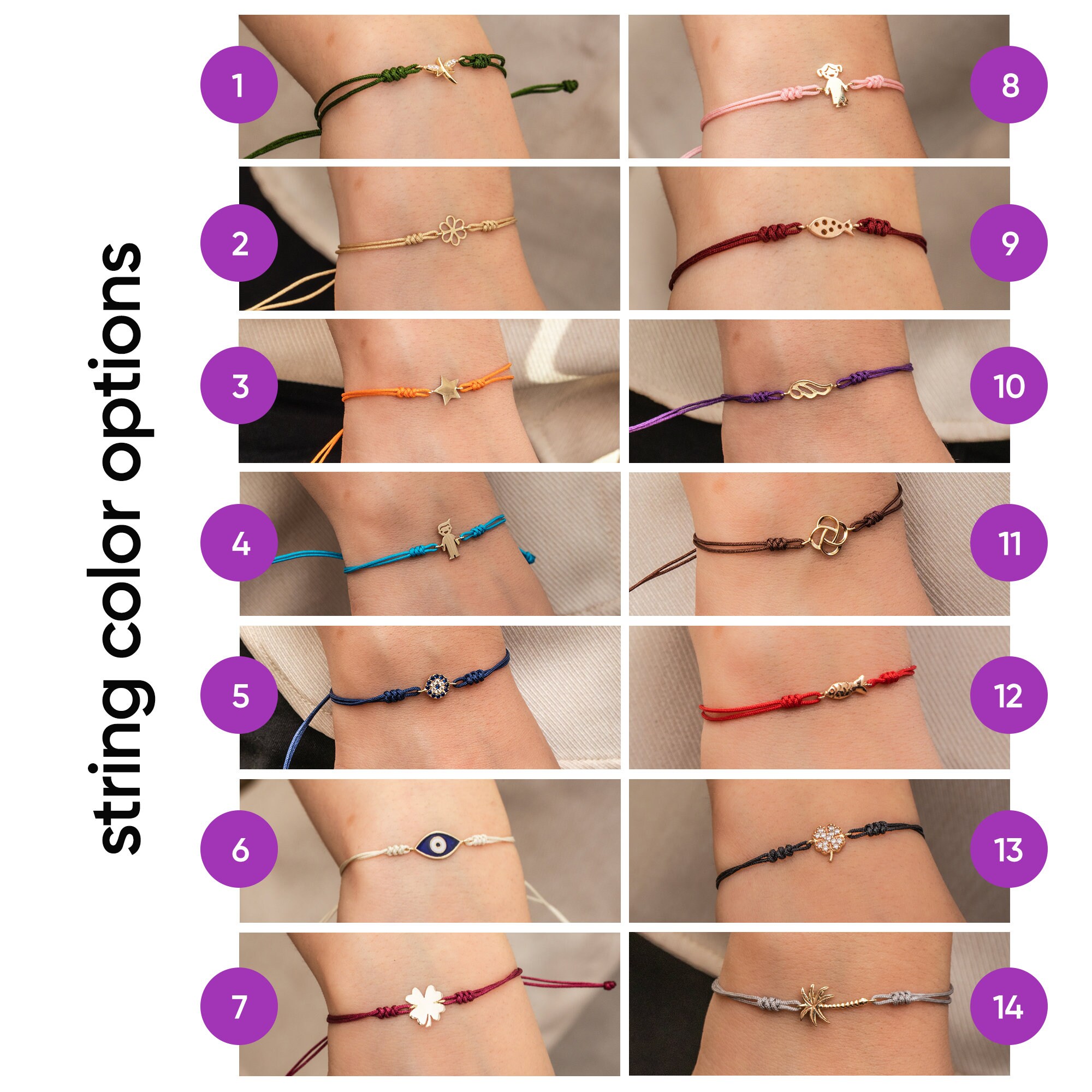 Dainty Infinity String Bracelet in 14K 18K Real Solid Gold, Adjustable ...