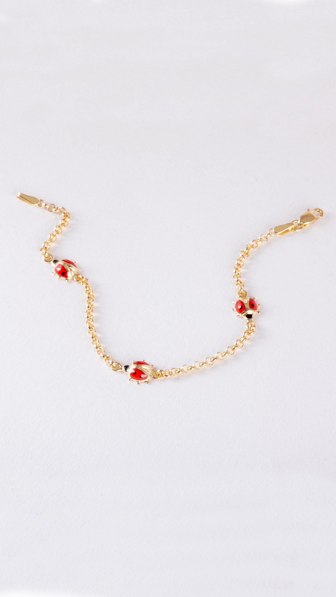 14k Solid Gold Ladybug Bracelet for Kids Baby Solid Gold - Etsy