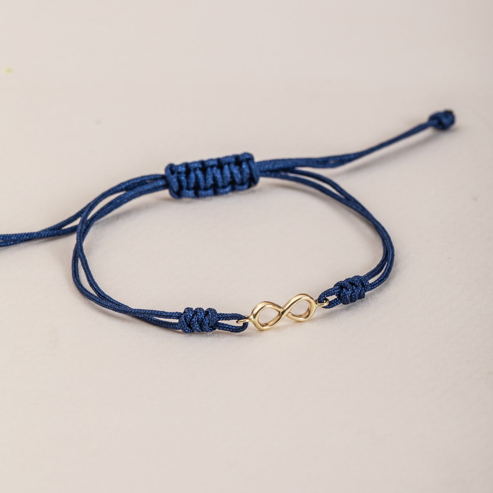 Dainty Infinity String Bracelet in 14K 18K Real Solid Gold, Adjustable ...