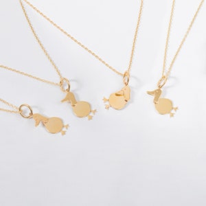 Mini Duck Pendant Necklace - Moving Head Charm in 14k/18k Solid Gold ...