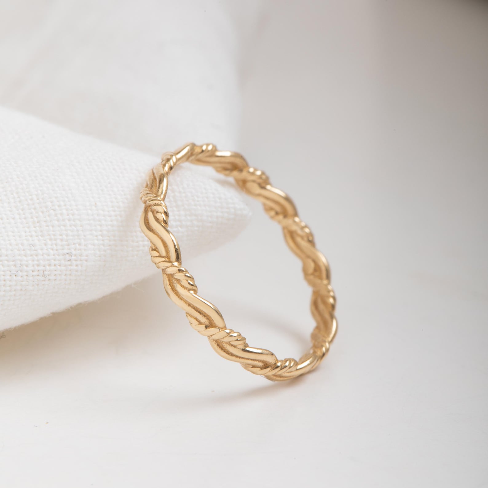 Celtic Knot Gold Ring, 14k 18k Solid Gold Braided Band, Twisted Rope ...