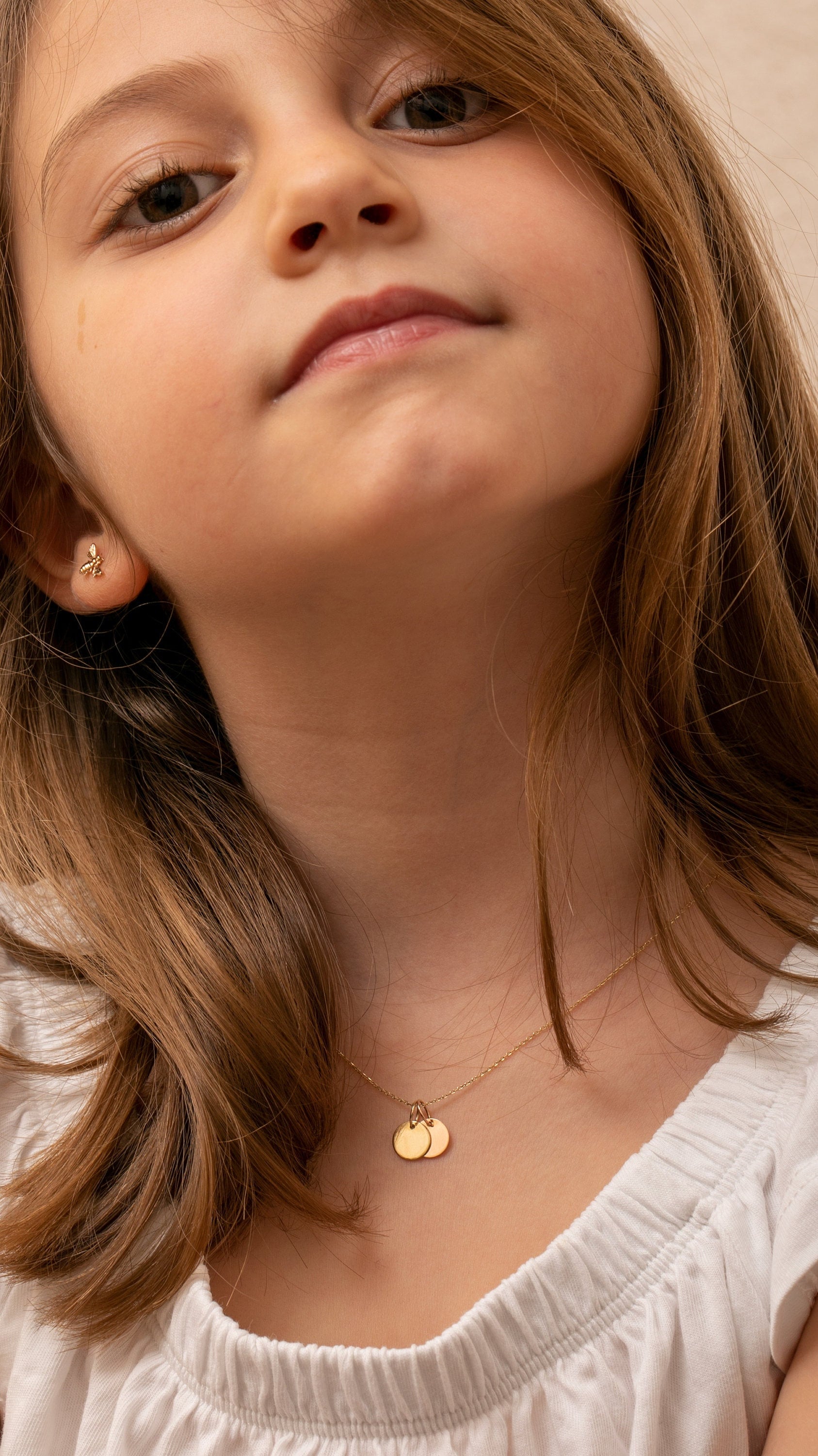 Cute Solid Gold Disc Necklace for Kids and Teens Personalized Tiny ...