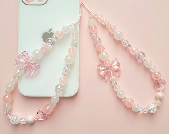 Pink Bow Tie Phone Charm Strap, Phone Lanyard, Phone Accessory, Gift ...