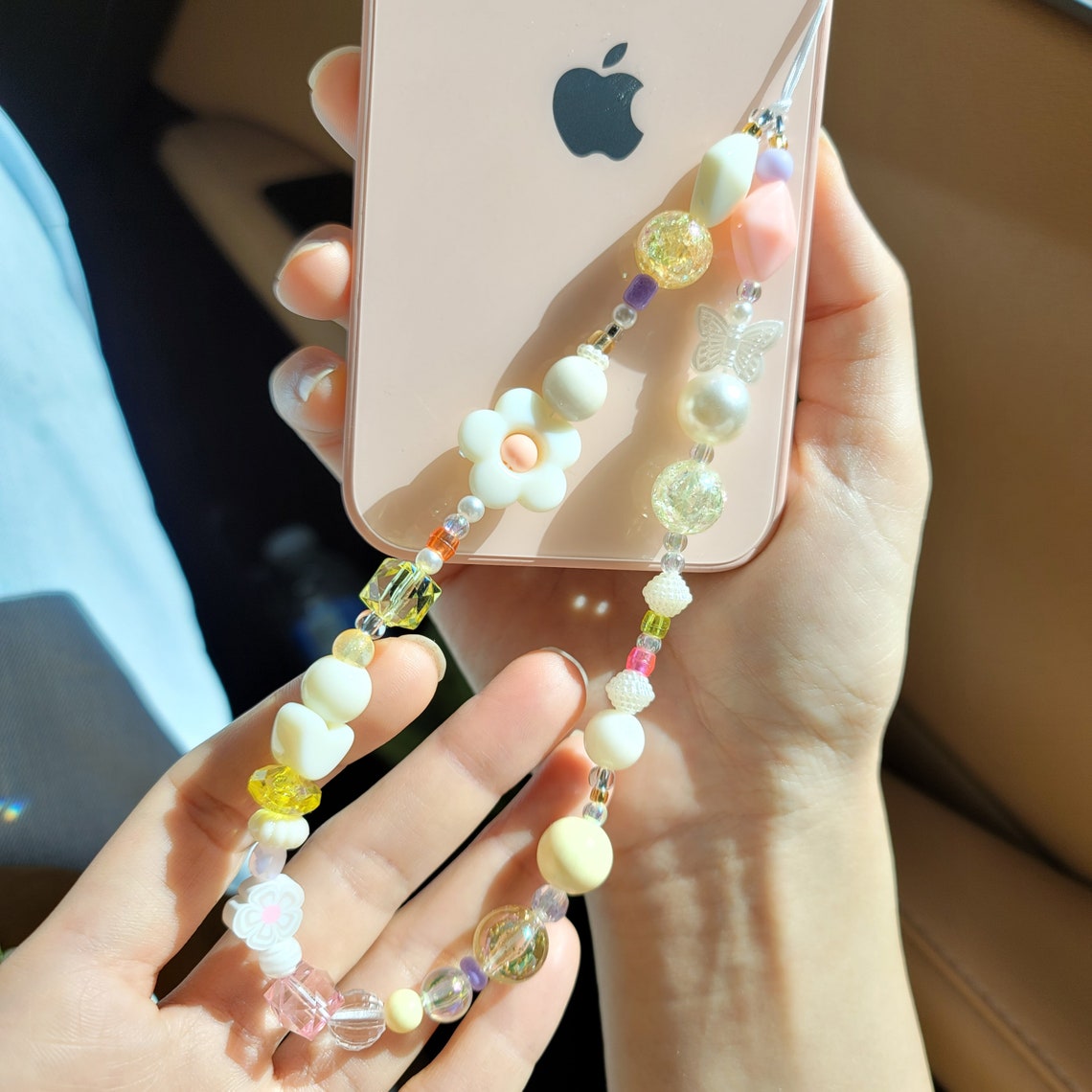 Ivory Flower Butterfly Pastel Color Phone Charm Bead Phone - Etsy