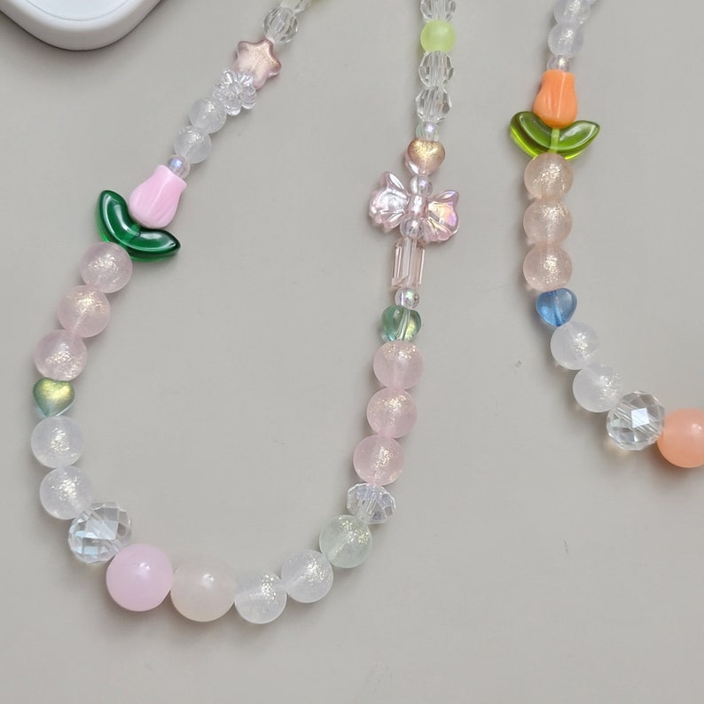 Tulip Flower Phone Charm Pastel Phone Strapbeaded Phone - Etsy