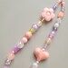 Pink Purple Phone Charm, Lovely Heart, Beaded Phone Strap,cute Phone ...