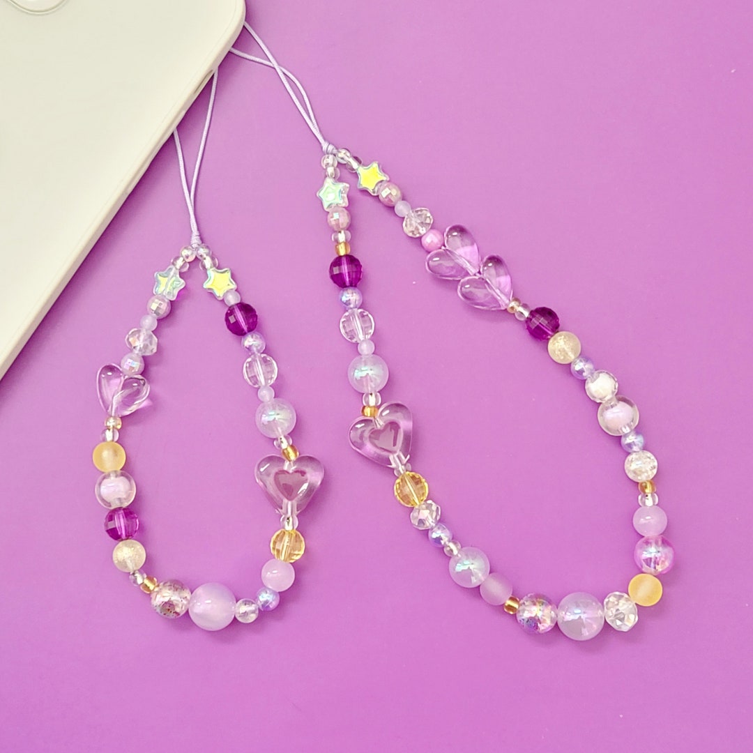 Cute Purple and Yellow Phone Charm, Phone Lanyard, Phone Accessory ...