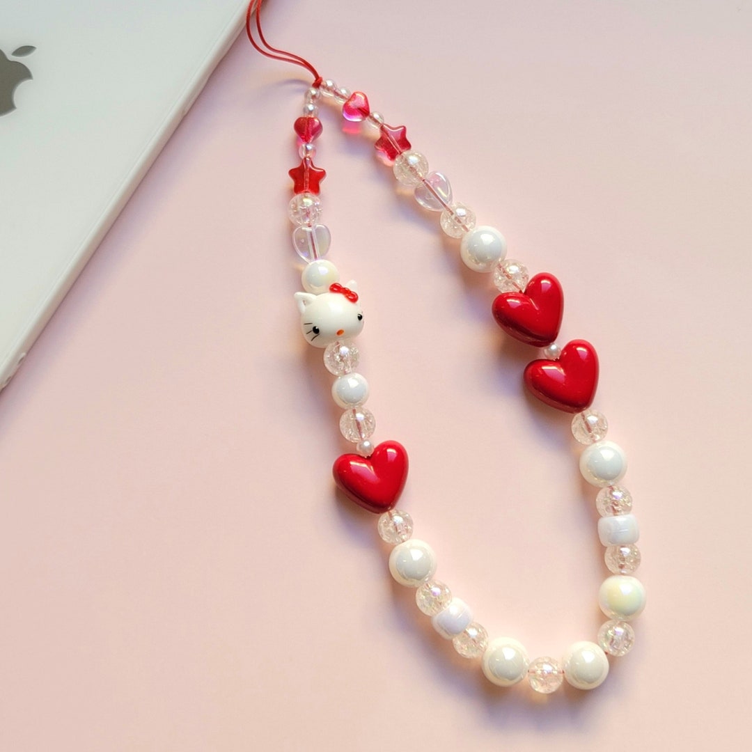 Kawaii Kitty Phone Charm, Hello Kitty Phone Charm, Heart Phon Charm ...