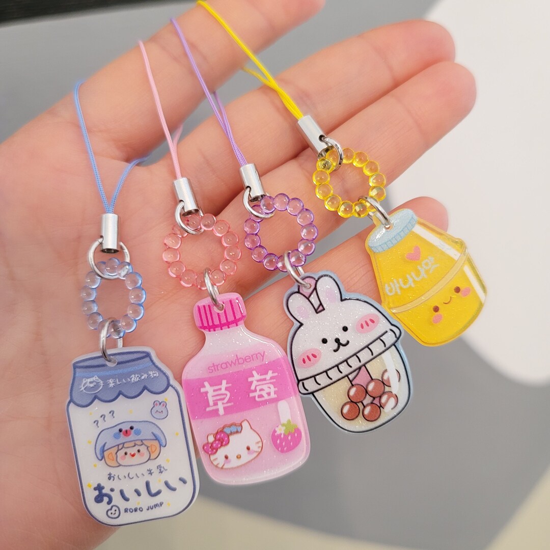 Cute Drinks Phone Charm, Kawaii Keychain,bubble Tea,milk Shape Charm ...