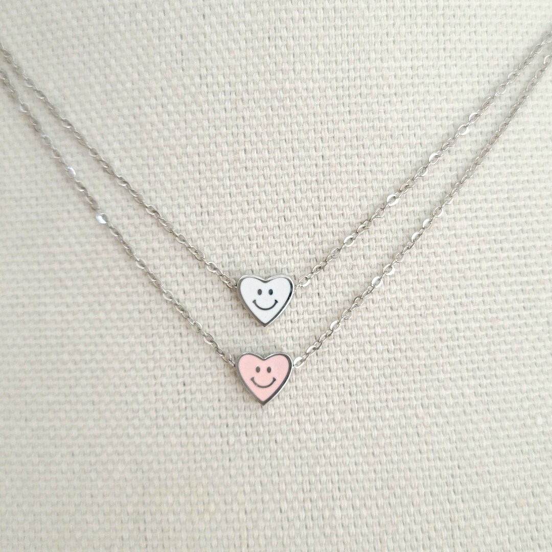 Mini Heart Necklace, Smile Face Necklace, Minimalist Necklace,surgical ...