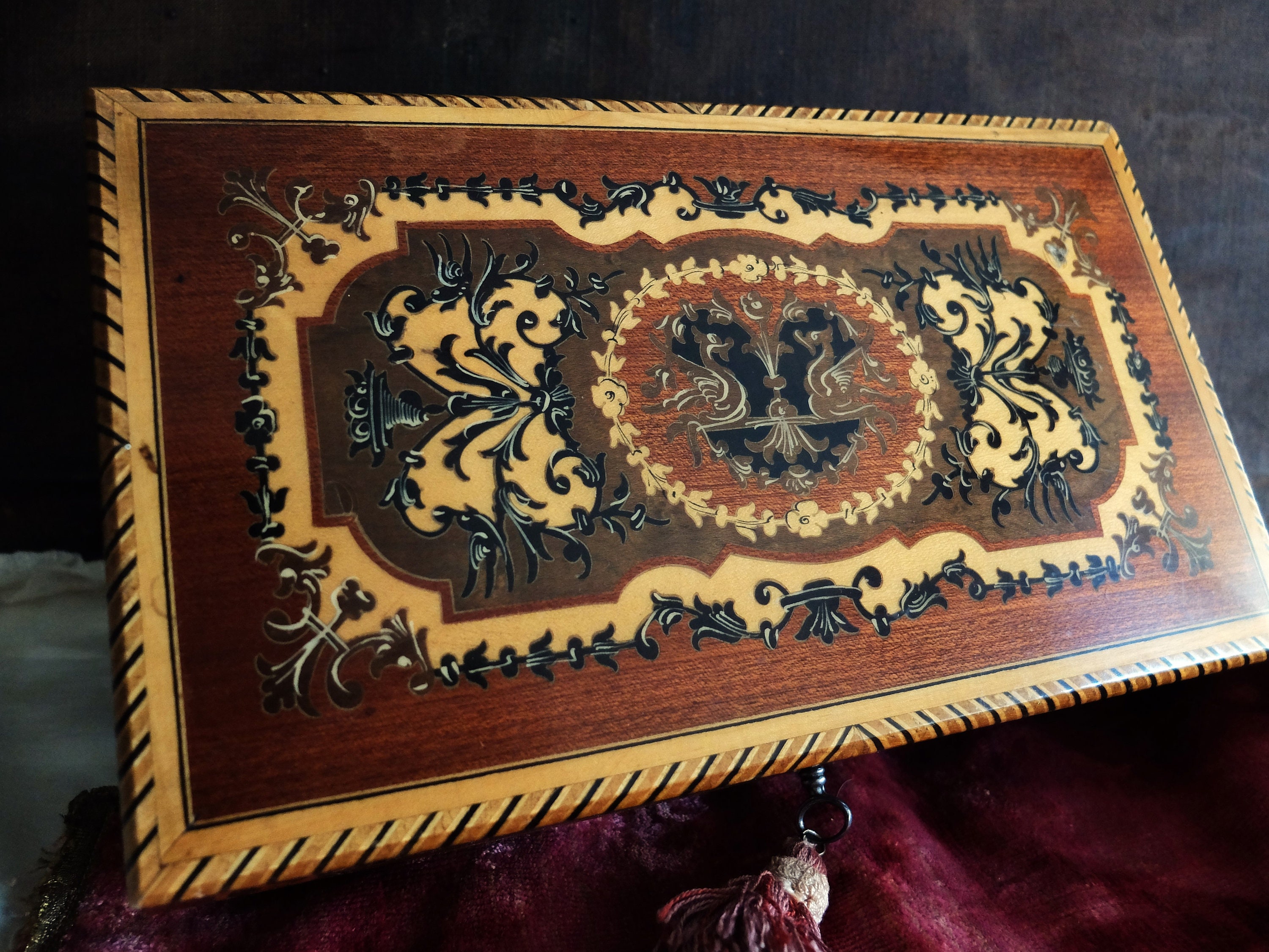 Gorgeous Antique Italian Sorrento Jewelry Box/ Florentine Inlay Work ...