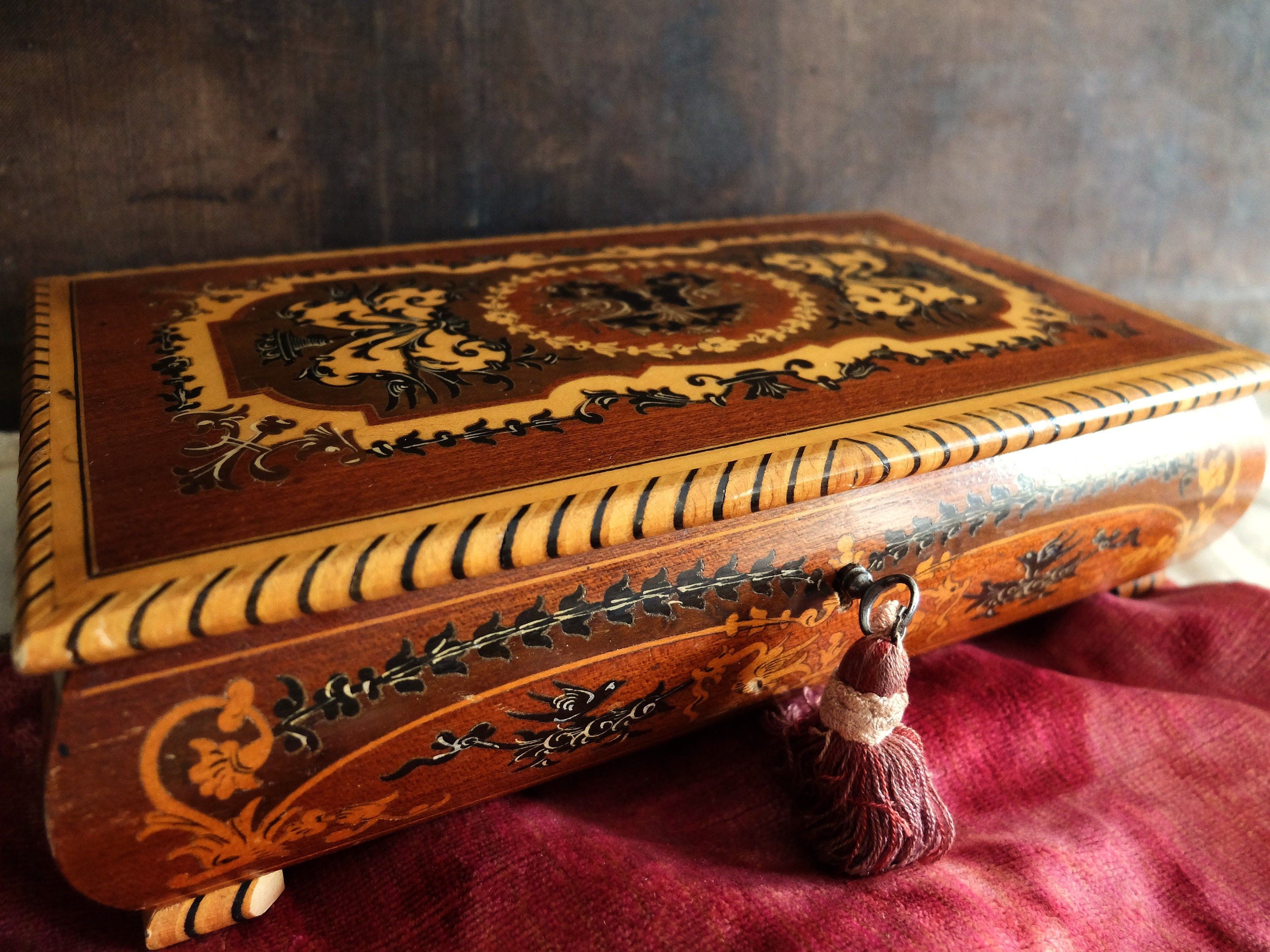 Gorgeous Antique Italian Sorrento Jewelry Box/ Florentine Inlay Work ...