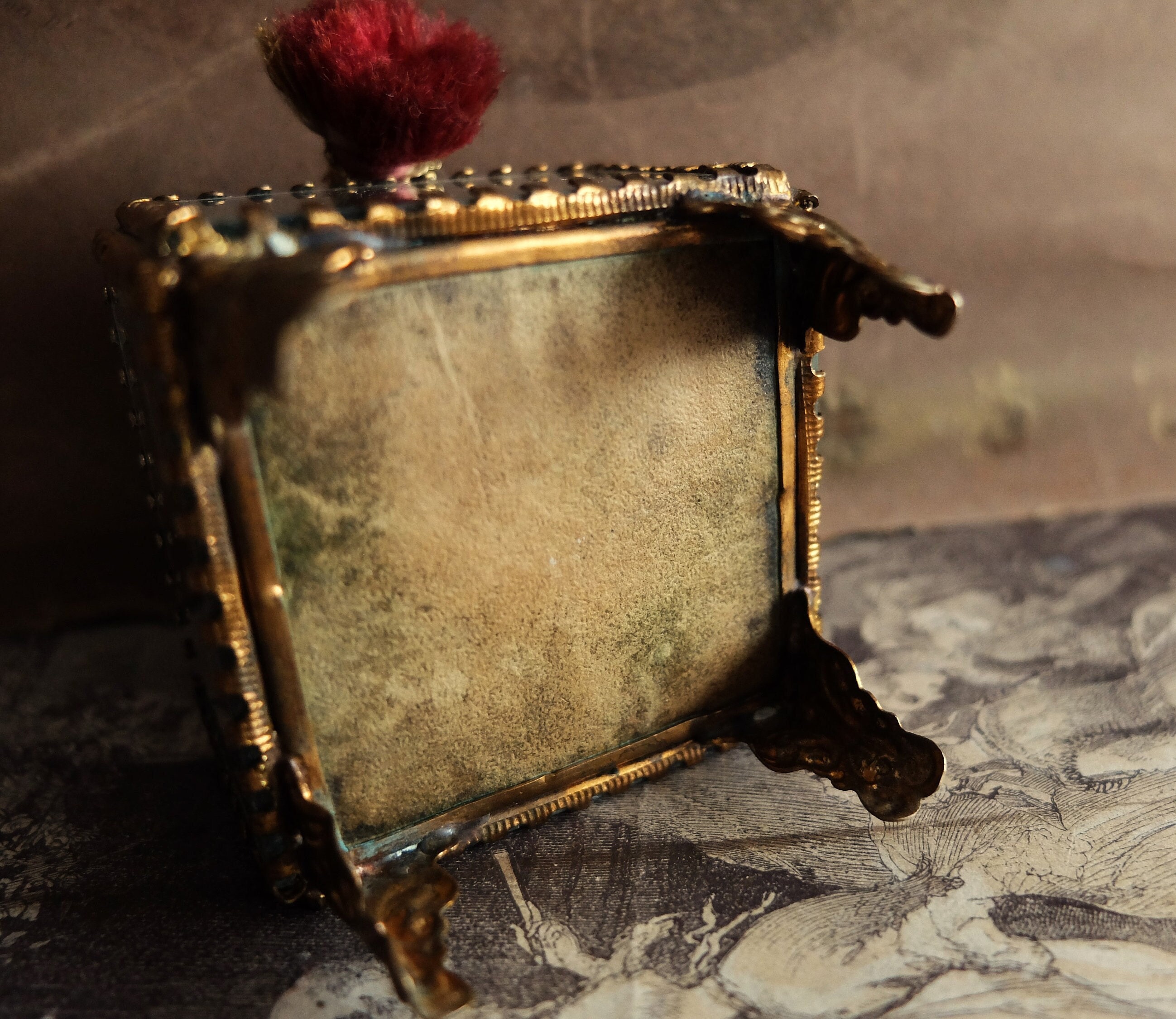 Antique French Gold Ormolu Trinket Box/ Beveled Glass Sides/ Jewelry ...
