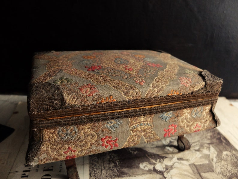 Antique Box/ Brocade Silk Fabric and Gold Trim/ - Etsy