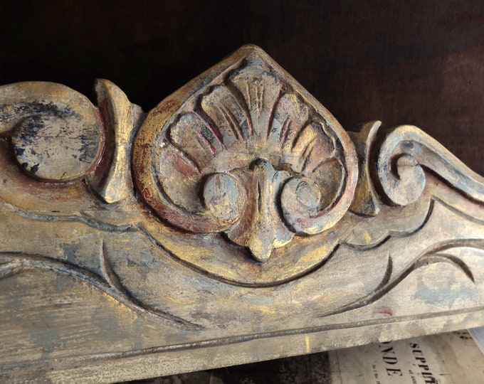 Beautifull Antique Carved Wood Pediment/ Gold Gilded/ Hand Carved ...