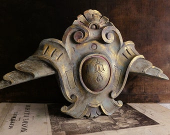 Antique French Carved Wood Pediment/ Gold Gilded/ Architectural Salvage ...