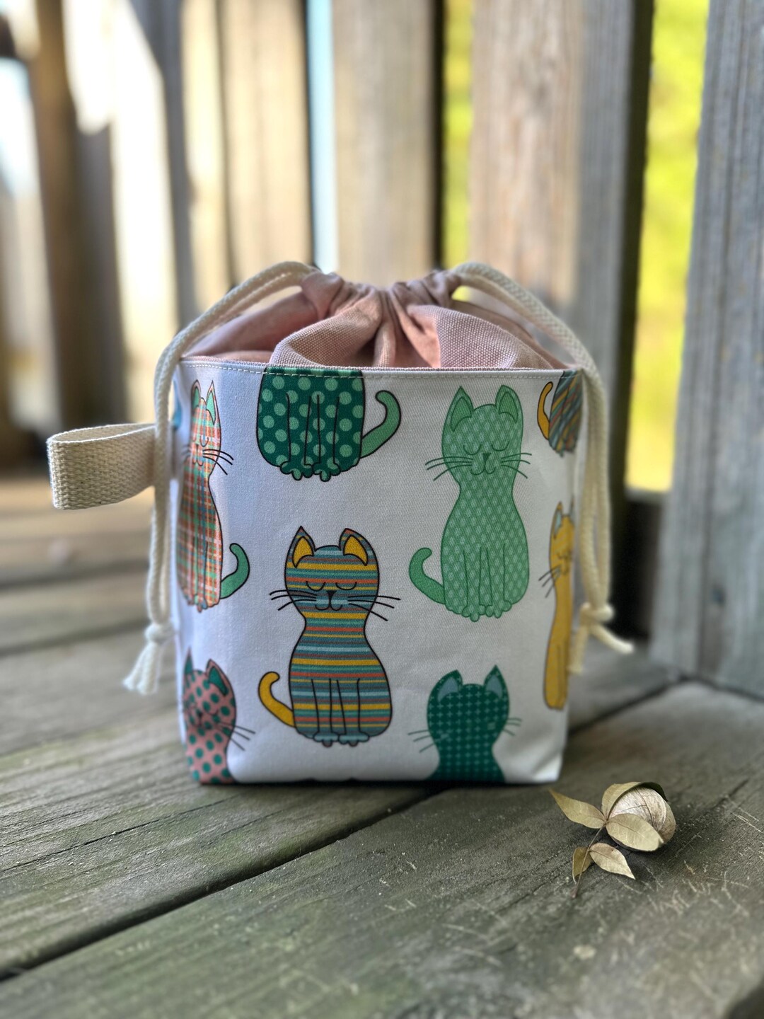 Plaid Cats! Knitting Crochet Project Yarn Fiber Craft Bag - Etsy