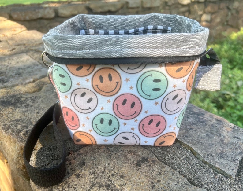 Smileys! Knitting Project Bag, Crochet Zippered Pouch, Yarn Sock Tote ...