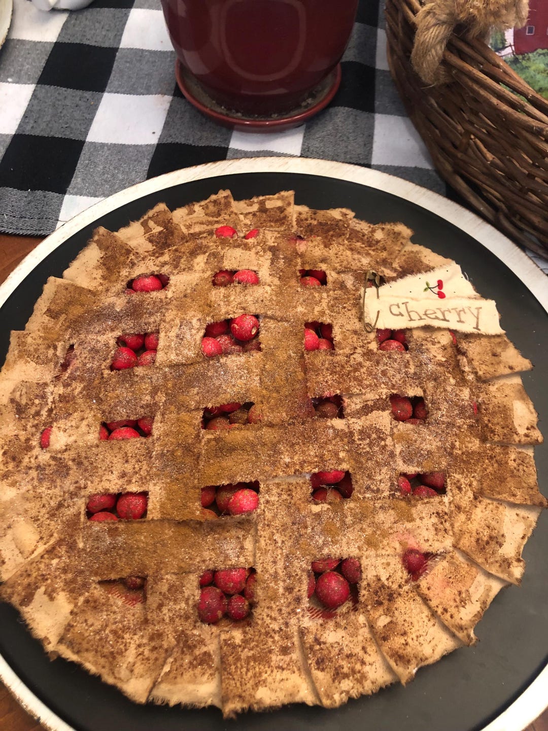 Full Size Faux Primitive Cherry Pie With a Free Gift - Etsy