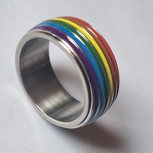 Pride Spinner Rainbow Fidget Ring - Etsy