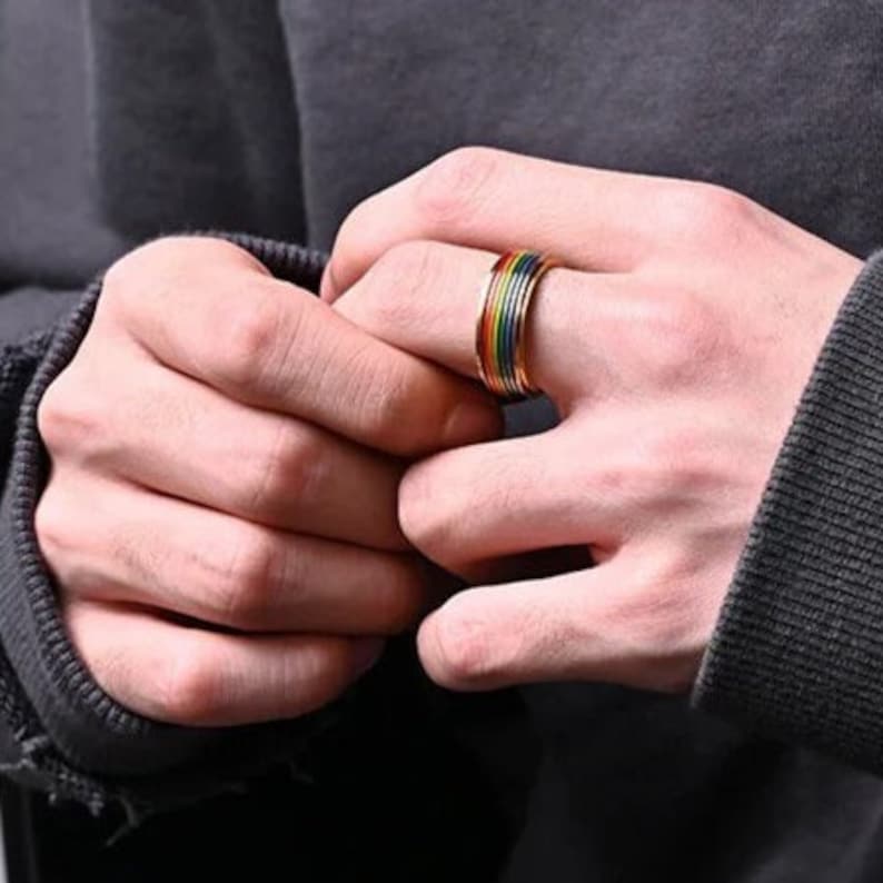 Pride Spinner Rainbow Fidget Ring - Etsy