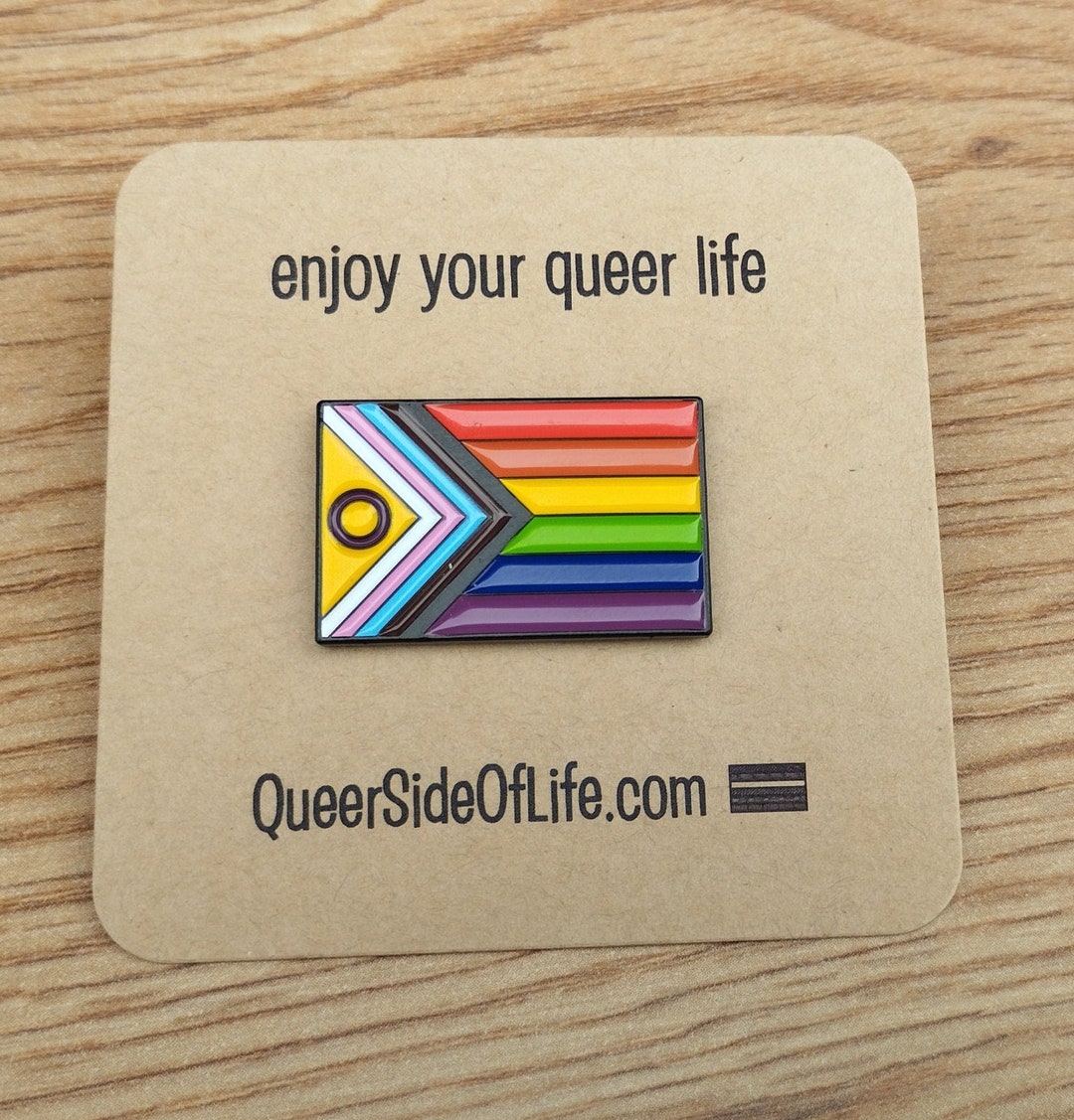 Progress Pride Flag Pin With Black Background Metal + Enamel - Queer ...