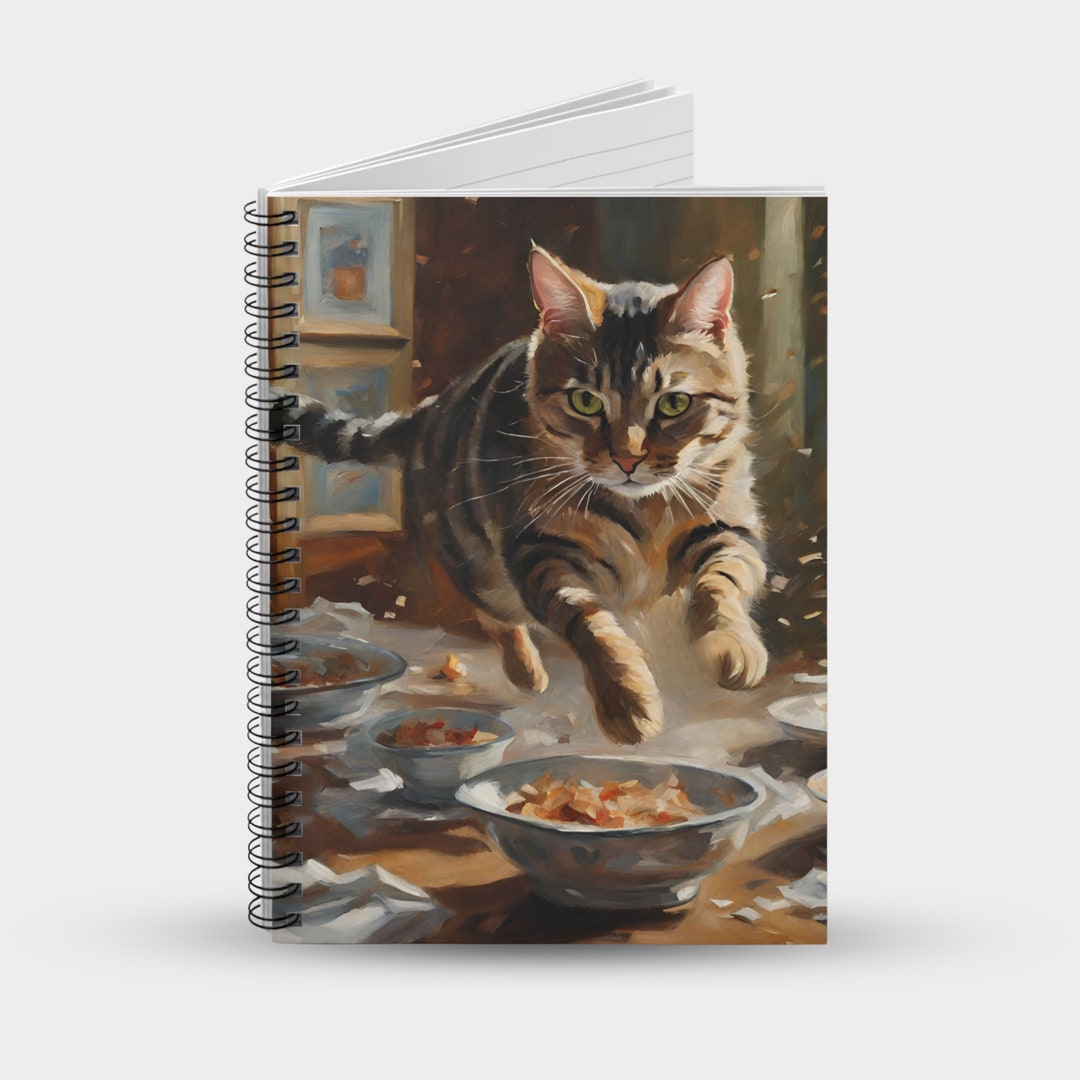 Naughty Tabby Cat Spiral Notebook Ruled Line Journal T Notes Notepad