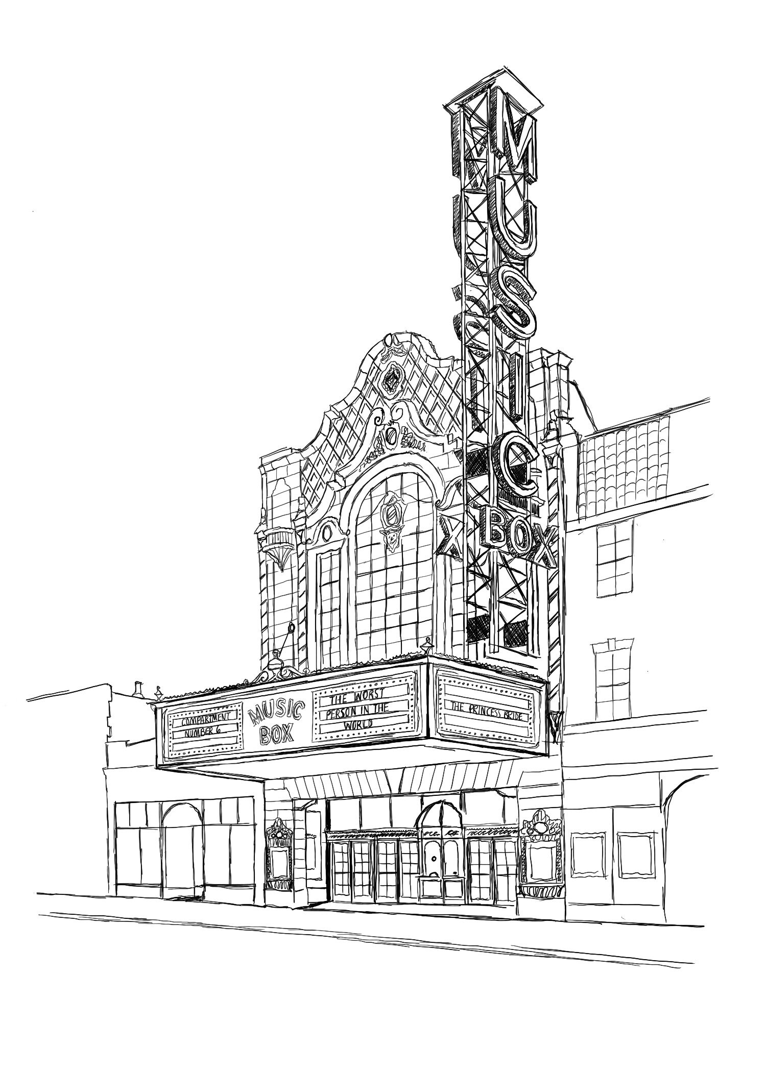 Music Box Theatre Print Etsy