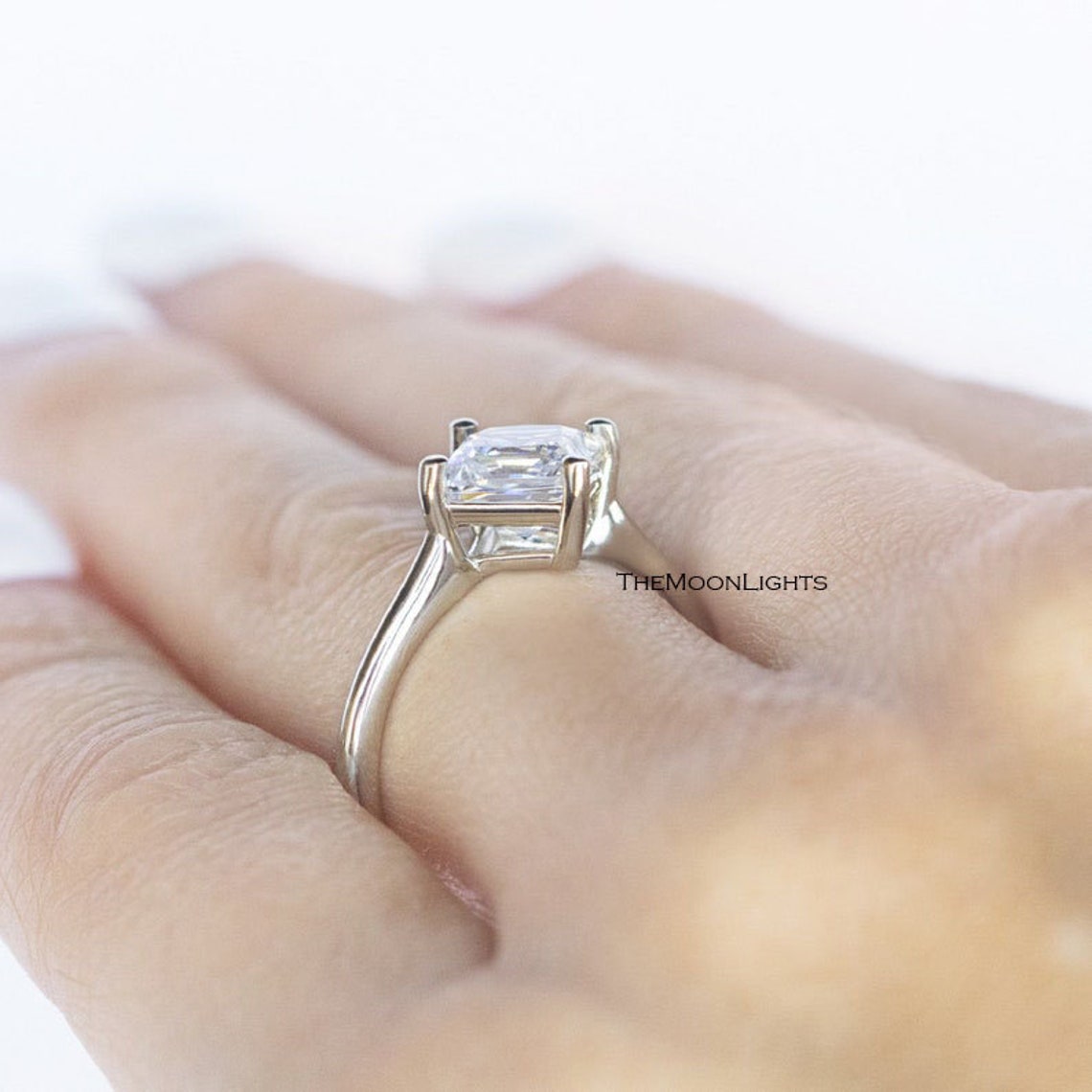 Unique Kite Setting 7MM Princess Cut Diamond Engagement Ring | Etsy