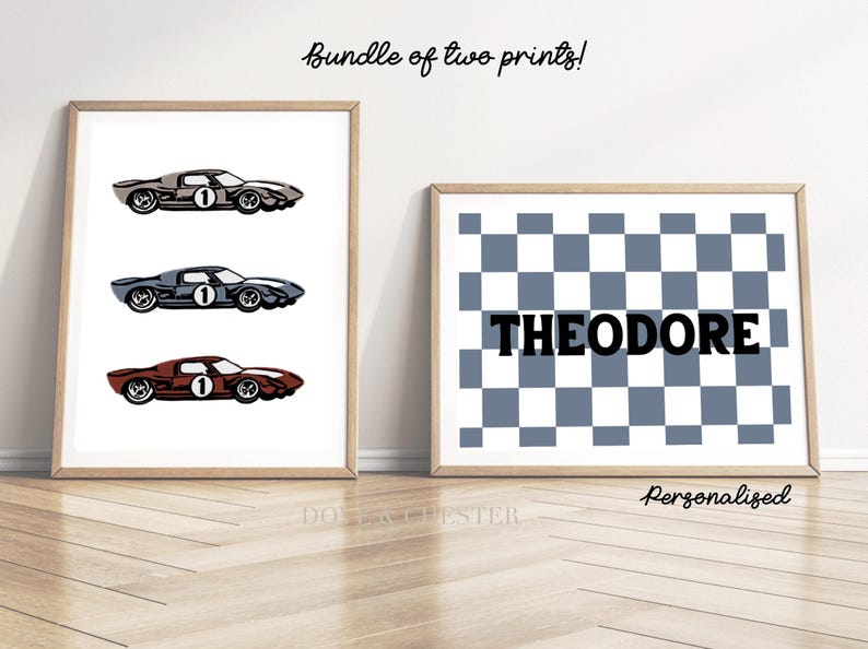 Boys Car Bedroom Prints, Vintage Car Print, Race Car Bedroom Decor ...