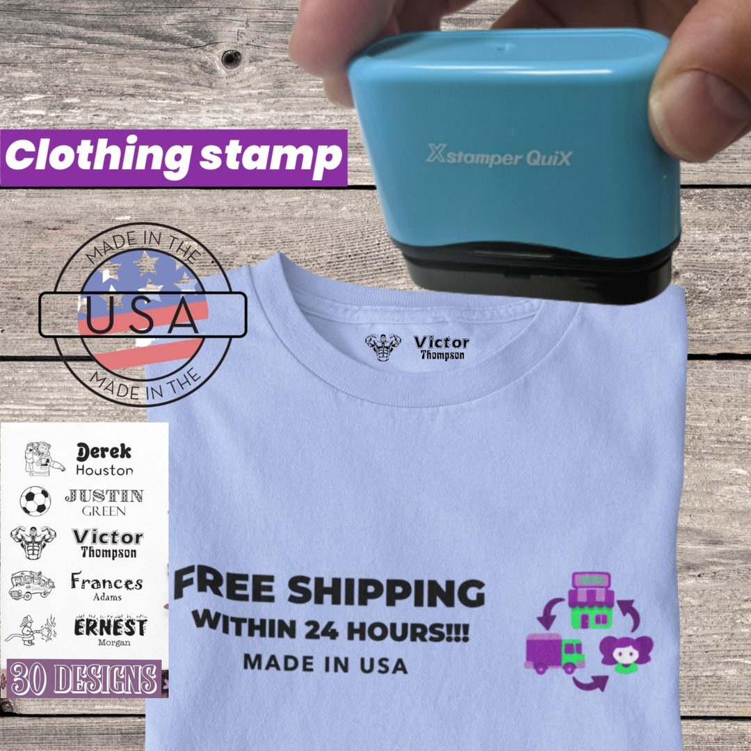 Customizable Kids Clothing Name Stamp | One or Two-line Fabric Ink ...