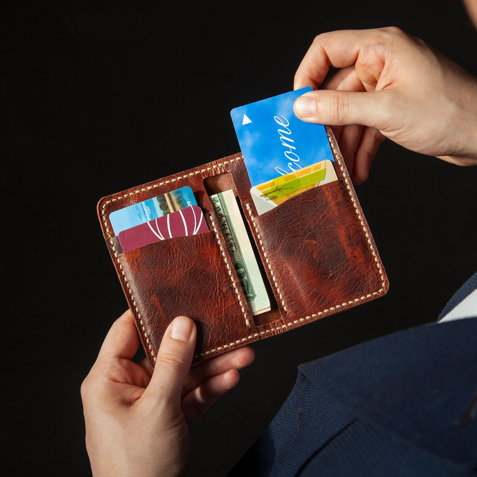 Handmade Leather Wallet, RFID Blocking Wallet, Vintage Wallet, Classic ...