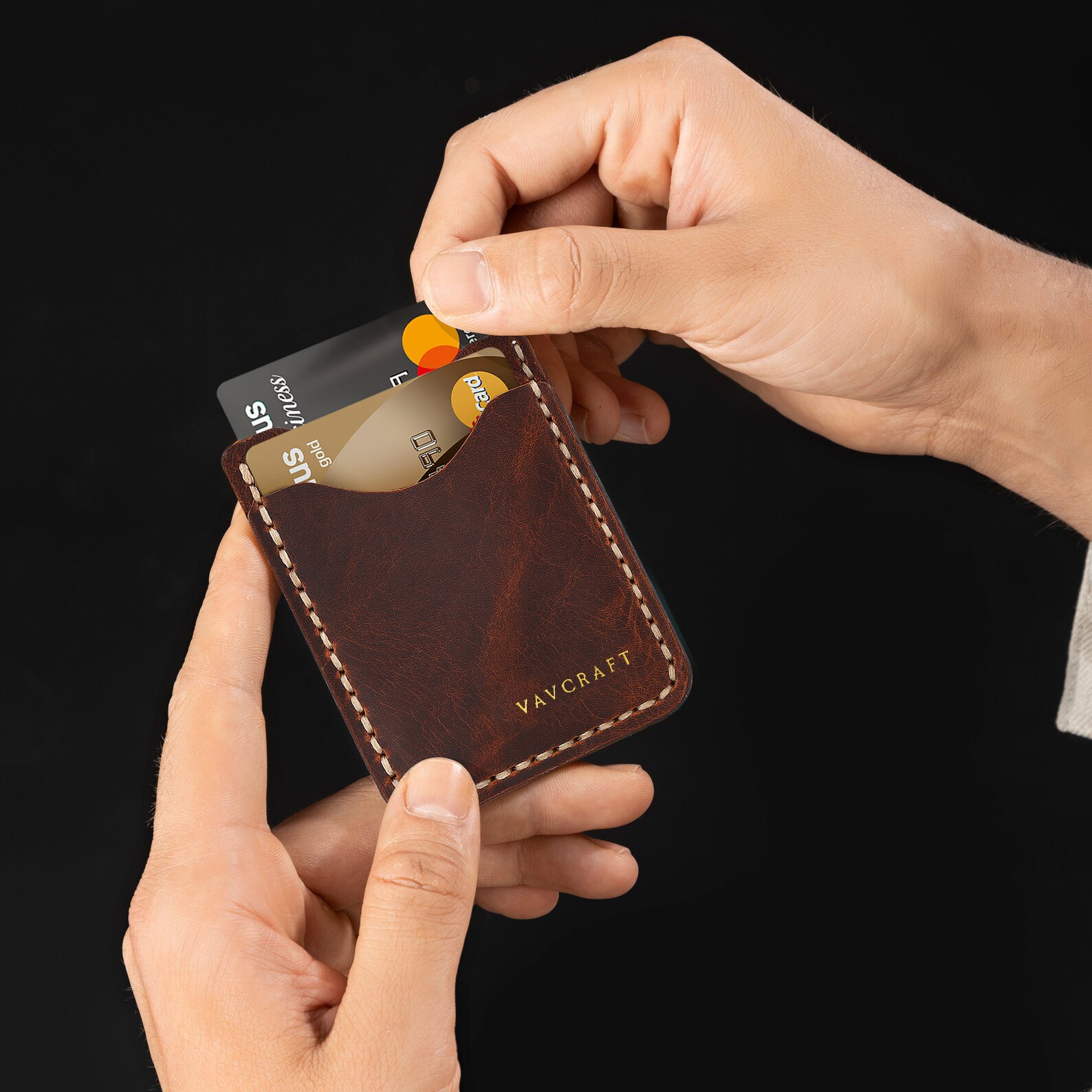 Business Card Holder, Leather Slim Wallet, Personalized Leather Wallet ...