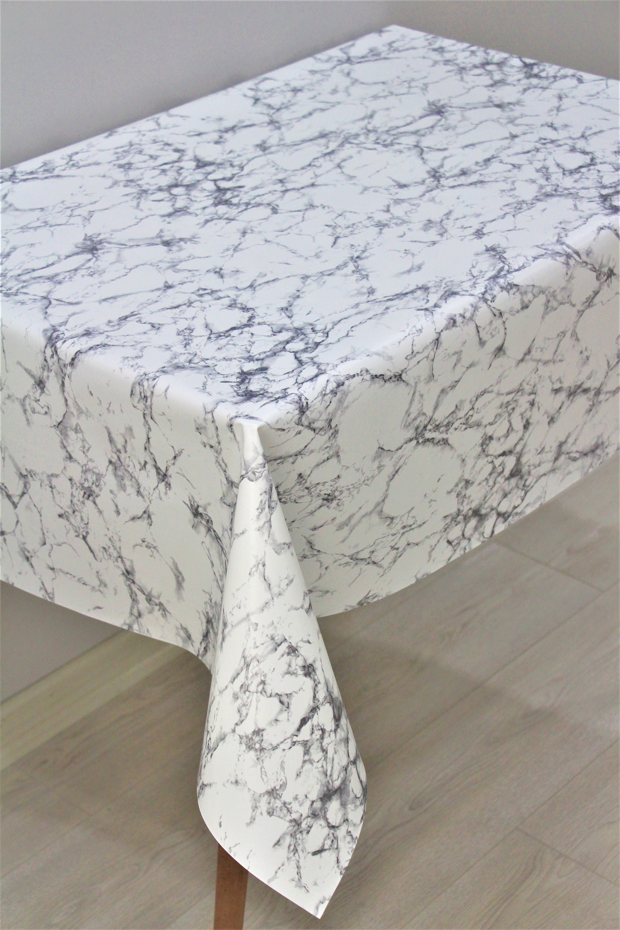 Marble Pattern Printed Oilcloth, Custom Resizable for You Vinyl Dining ...