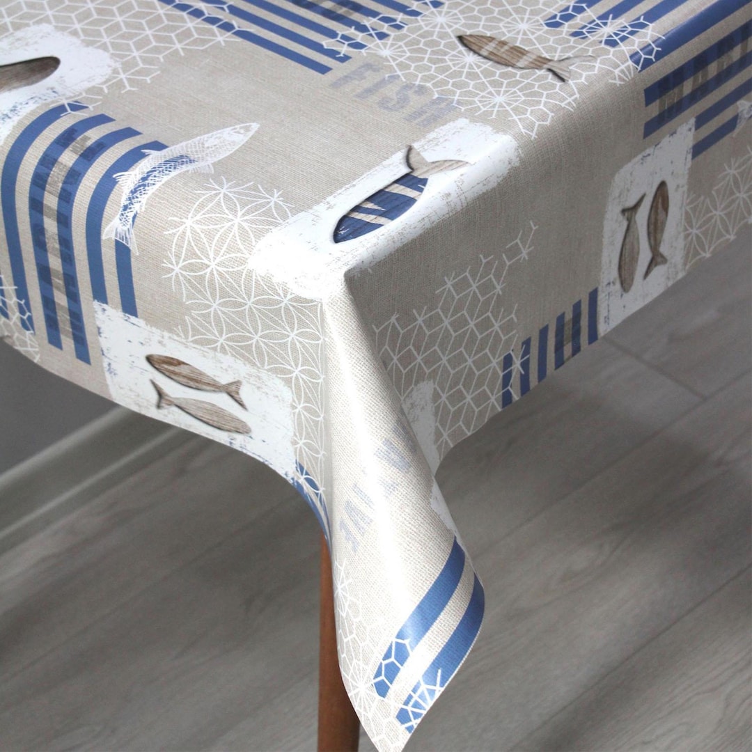 Fish Print Tablecloth, Customizable Tablecloth, Lined PVC Tablecloth ...