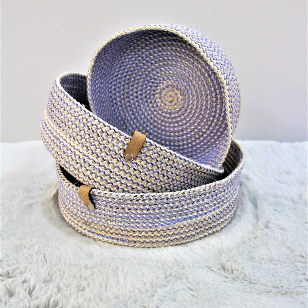 Pastel Colors 3 Piece Baskets Set, Handmade Baskets, Cotton Rope ...