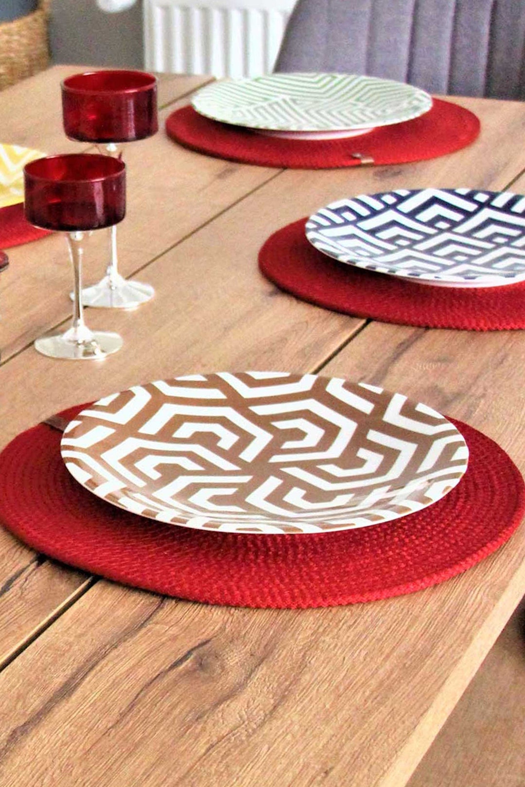 Bordeaux Color Underplate Sets, 6 Piece American Services, 35 Cm Supla ...