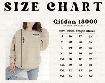 Gildan 18000 Size Chart, Model Size Chart for Gildan, Gildan White Crewneck Size Chart, Gildan ...
