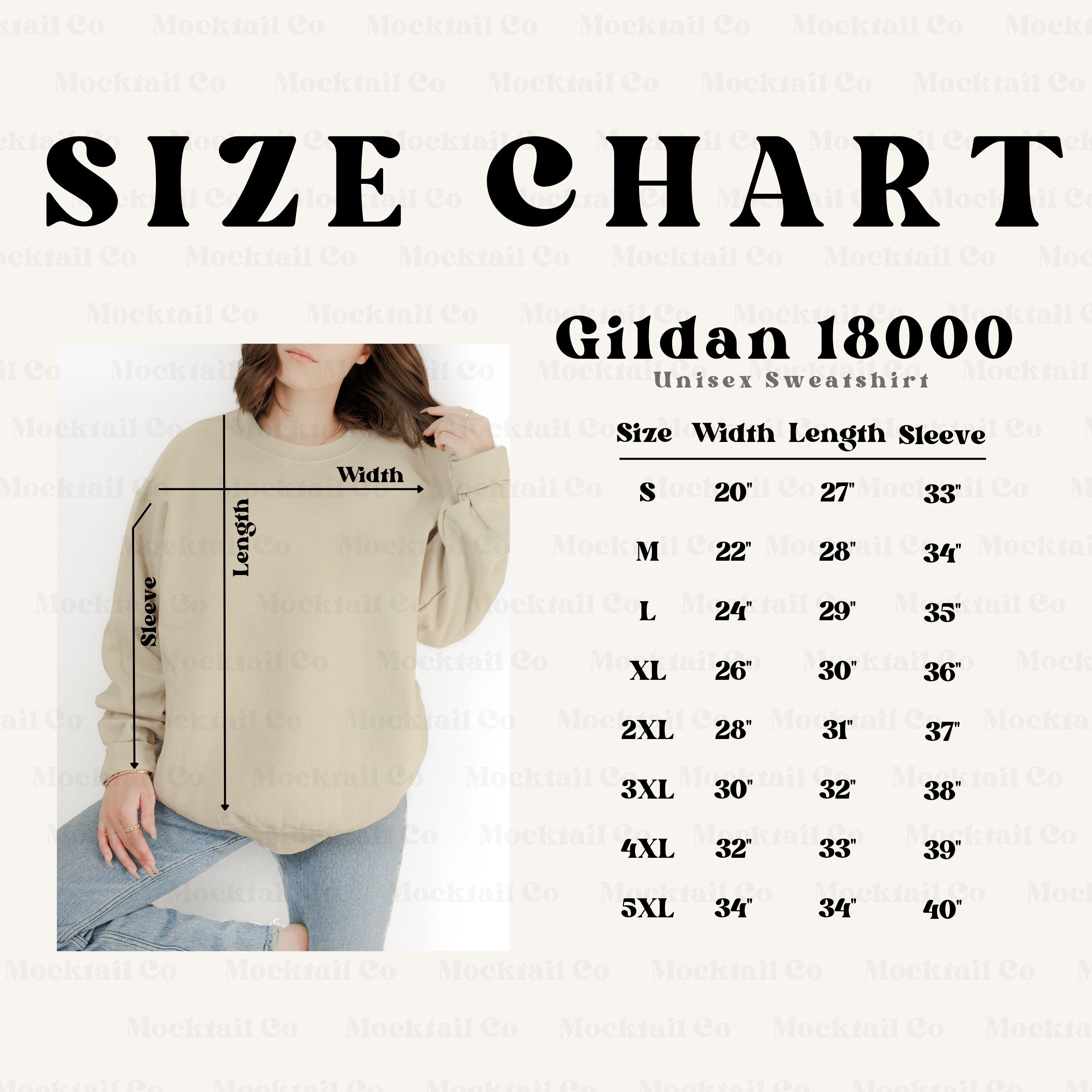 Gildan 18000 Size Chart, Trendy Model Size Chart for Gildan, Gildan ...