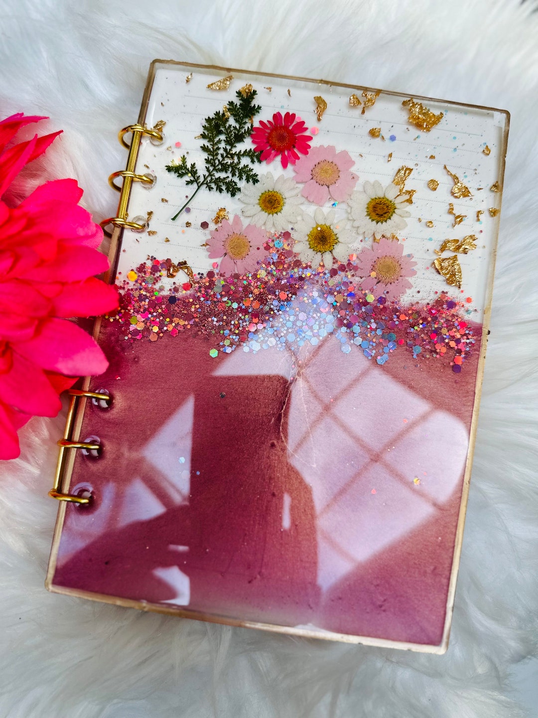 A5 Hand Made Resin Notebook With Flowers - Etsy