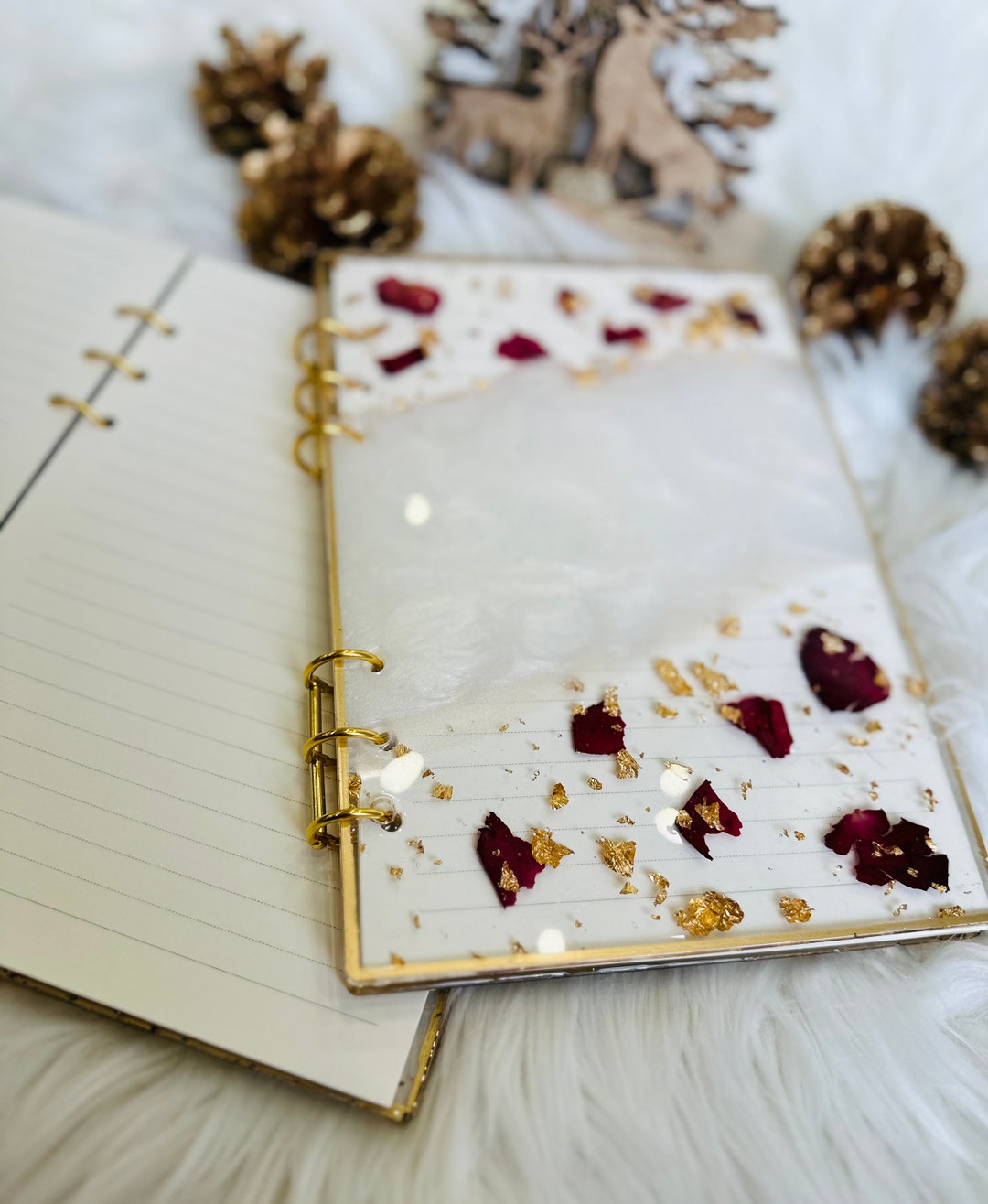 A5 Hand Made Resin Notebook With Rose Petals - Etsy