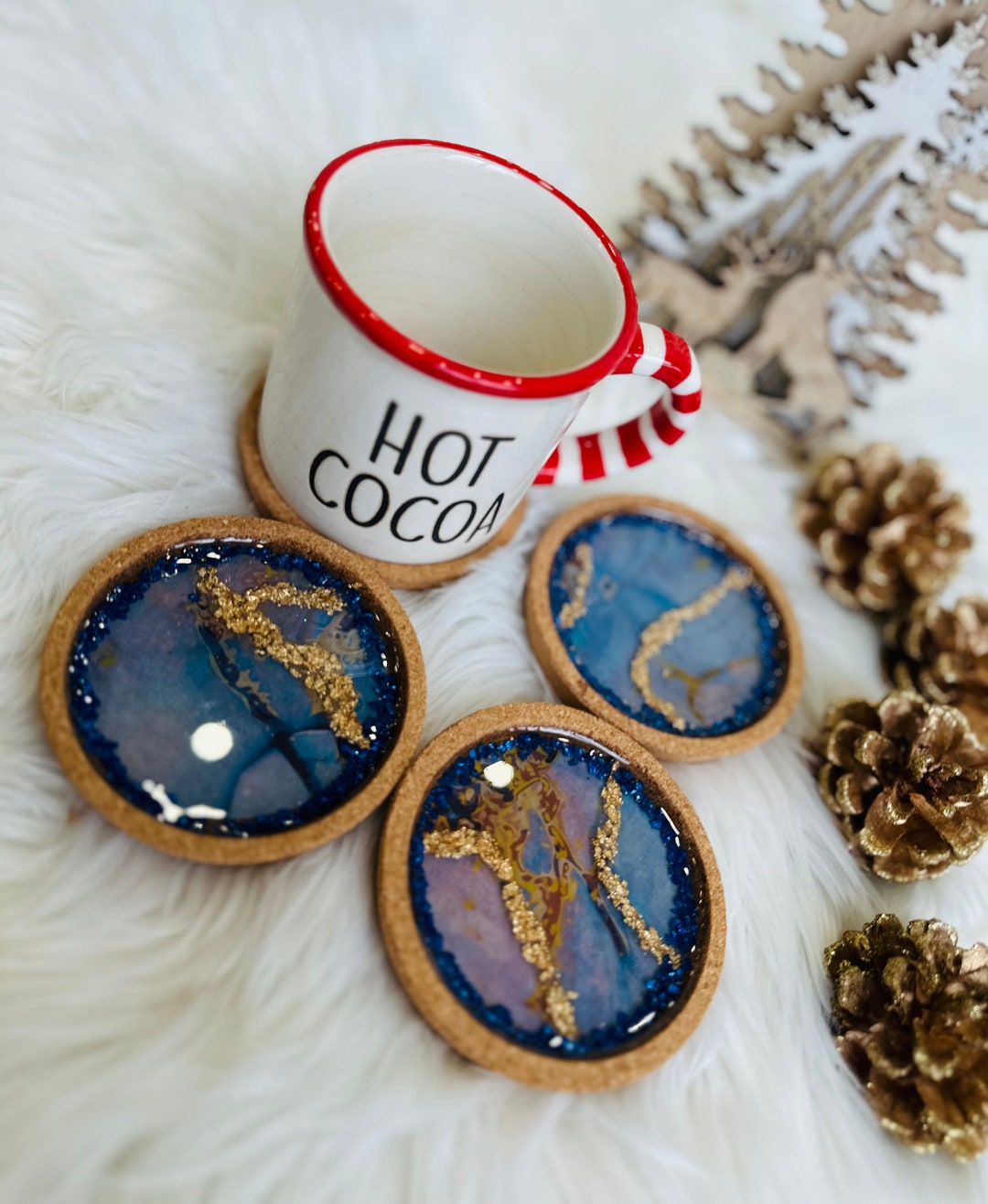 Handmade Resin Cork Coasters (set of 4) - Etsy