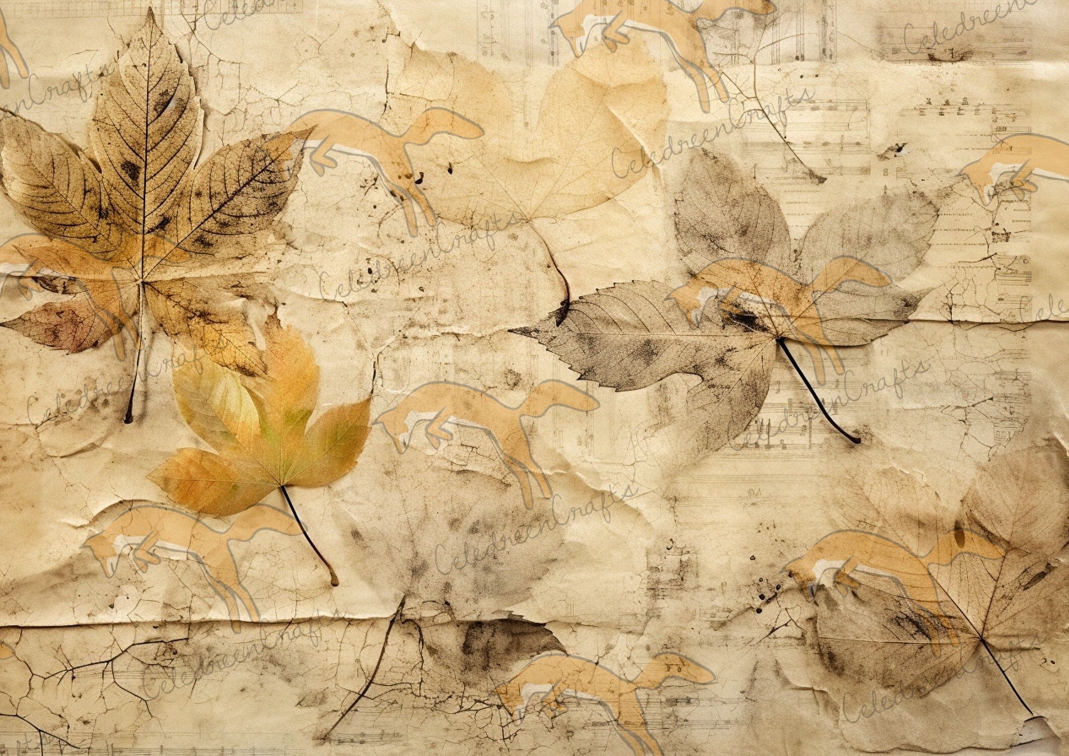Lot of 5 Autumn Backgrounds, Newspaper Pages, Series 1, to Print and ...