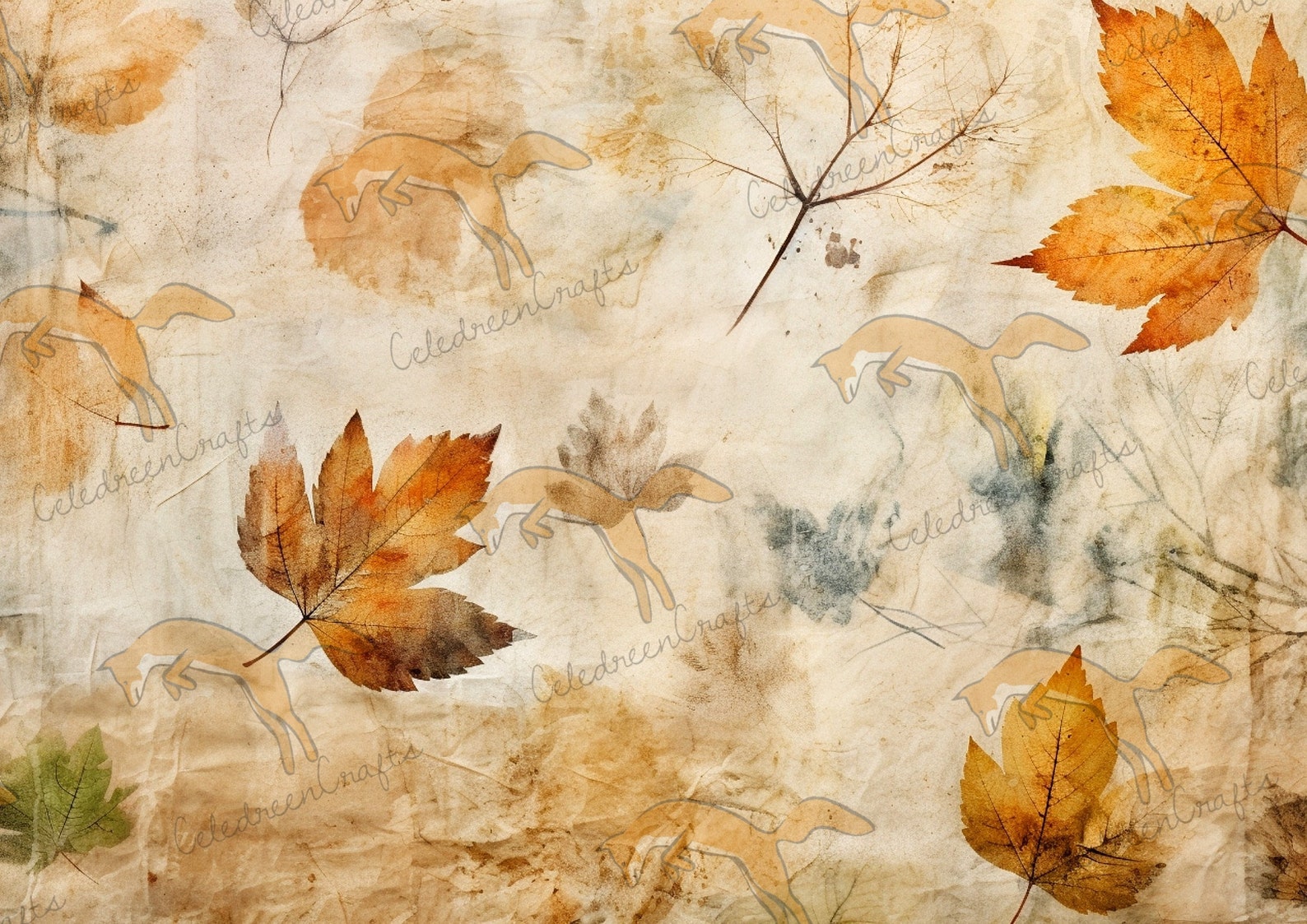 Lot of 5 Autumn Backgrounds, Newspaper Pages, Series 1, to Print and ...