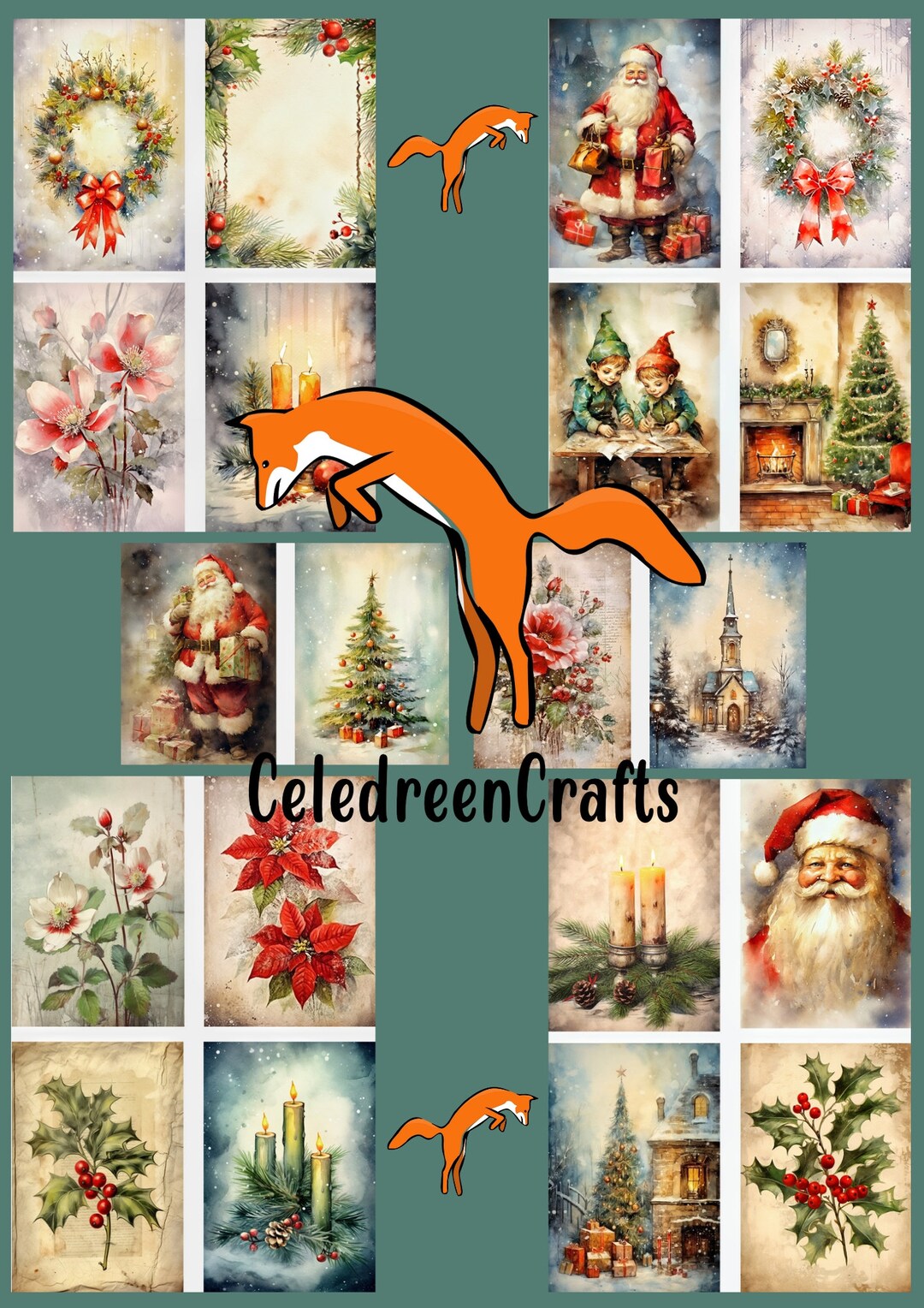 Lot of 20 Christmas Cards, Lot 1, to Print and Cut Out - Etsy